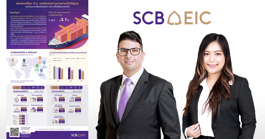 SCB EIC มองส่งออกทั้งปียังโต แม้ช่วง มี.ค.หดตัวแรง