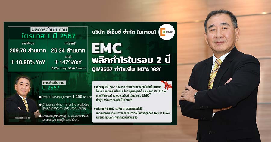 EMC พลิกกำไรรอบ 2 ปี โชว์แบ็กล็อกแน่น 1.4 พันล้าน ดันผลงานปีนี้ “เทิร์น ...