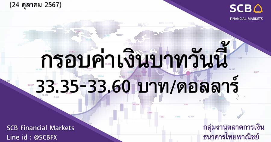 SCB Financial Markets คาดกรอบเงินบาทวันนี้ 33.35-33.60 บ./ดอลลาร์